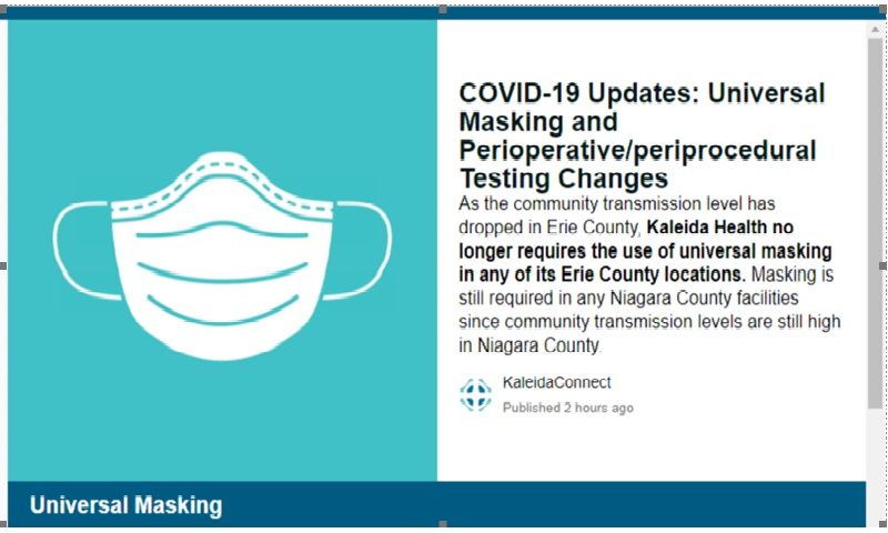 Kaleida Health Masking Update – UB|MD Emergency Medicine EMS Division