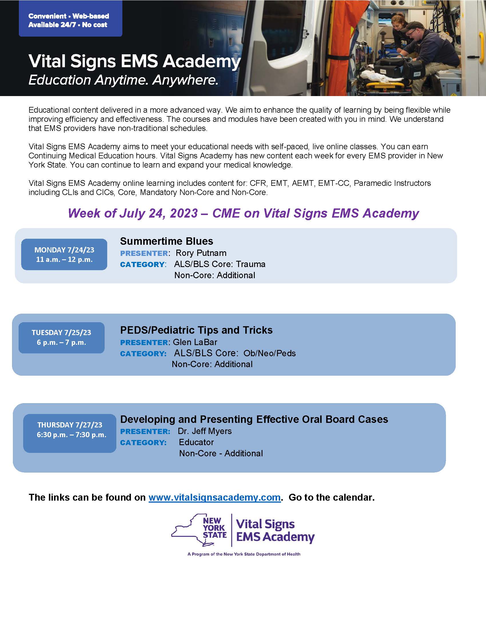 Vital Signs Academy Week of July 24 – UB|MD Emergency Medicine EMS Division