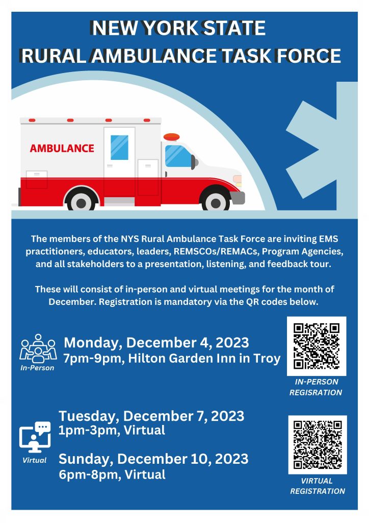 NYS Rural Ambulance Task Force Town Hall Meetings – UB|MD Emergency ...