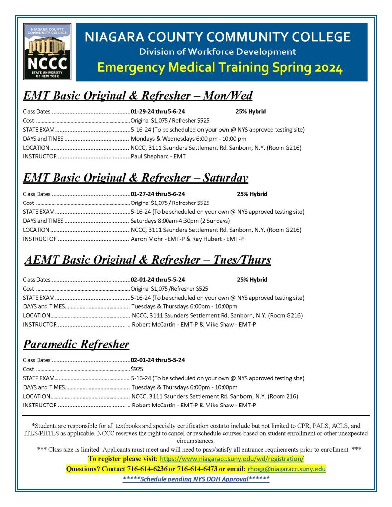 NCCC Spring Course Offerings – UB|MD Emergency Medicine EMS Division