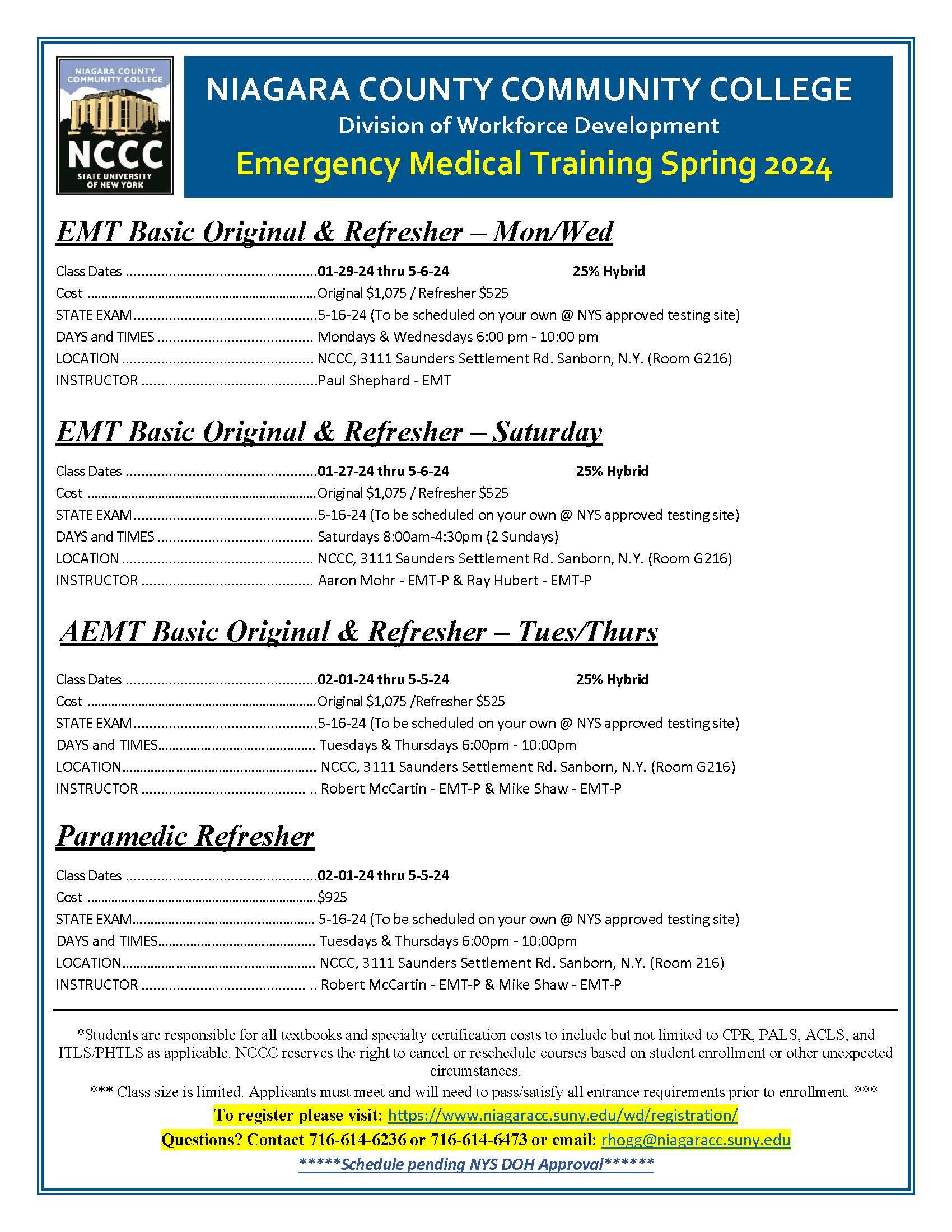 NCCC Spring Course Offerings – UB|MD Emergency Medicine EMS Division