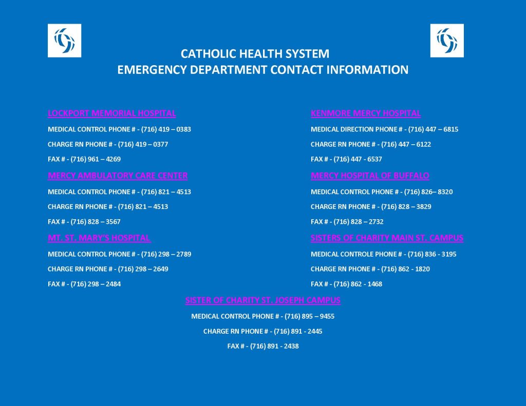Catholic Health Hospitals Phone List – UB|MD Emergency Medicine EMS ...