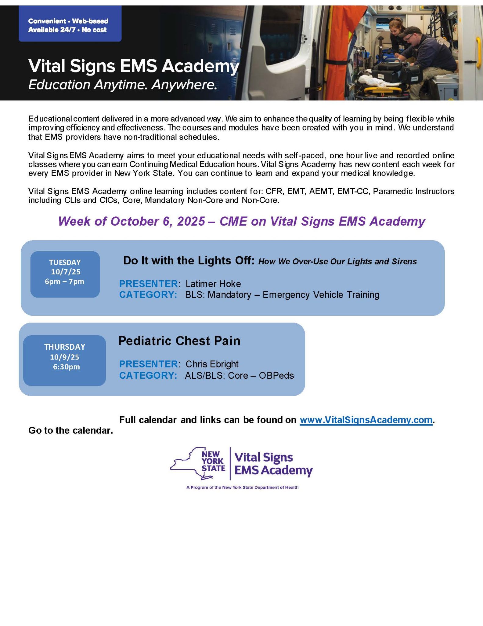 Vital Signs EMS Academy Training -Week of 10/6 – UB|MD Emergency ...