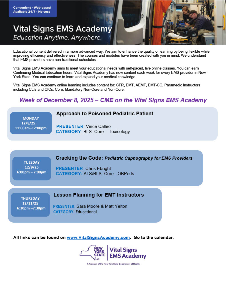 Vital Signs Academy Week of December 8, 2025 – UB|MD Emergency Medicine ...