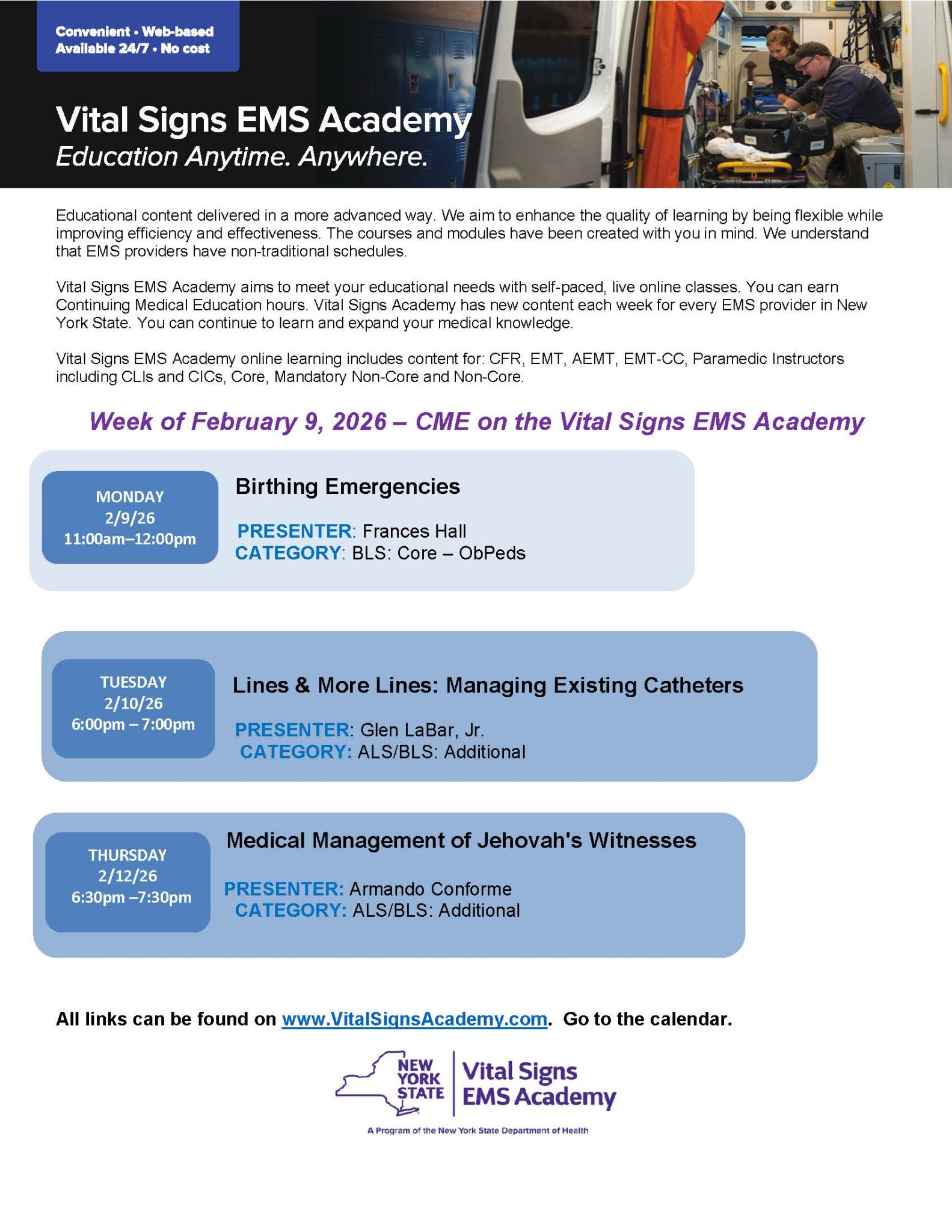 Vital Signs EMS Academy Training for the week of Feb 9, 2026 – UB|MD ...